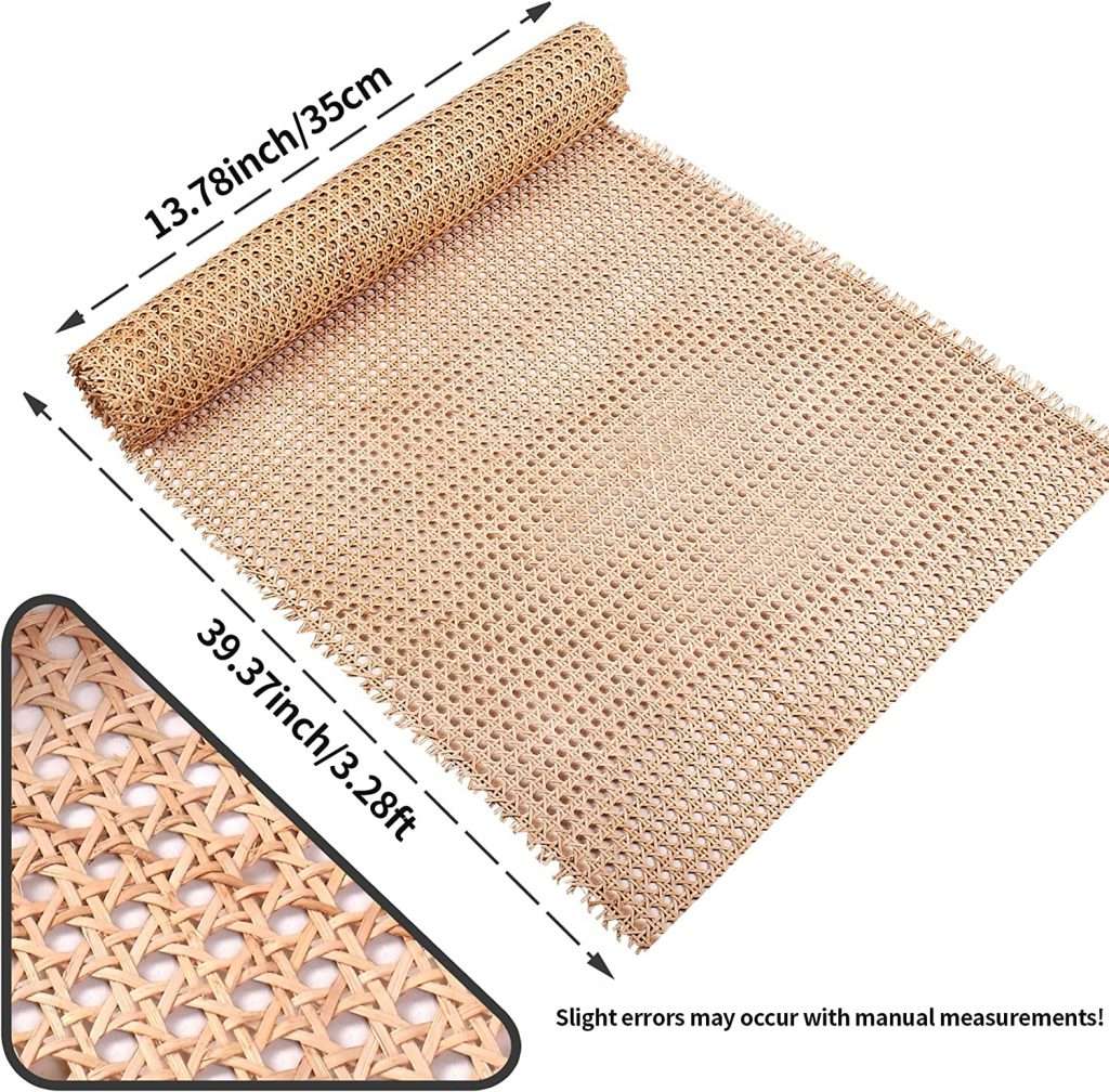 14" Width Cane Webbing 3.3Feet, Natural Rattan Webbing