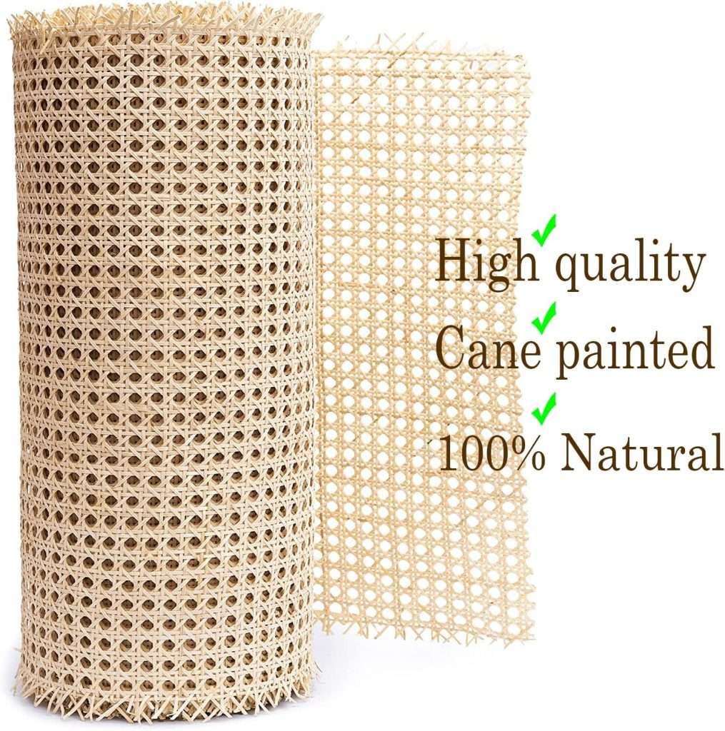 14" Width Cane Webbing 9 Feet, Natural Rattan Webbing
