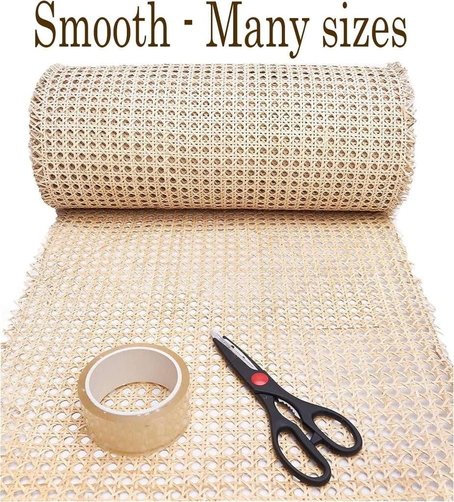 14" Width Cane Webbing 9 Feet, Natural Rattan Webbing