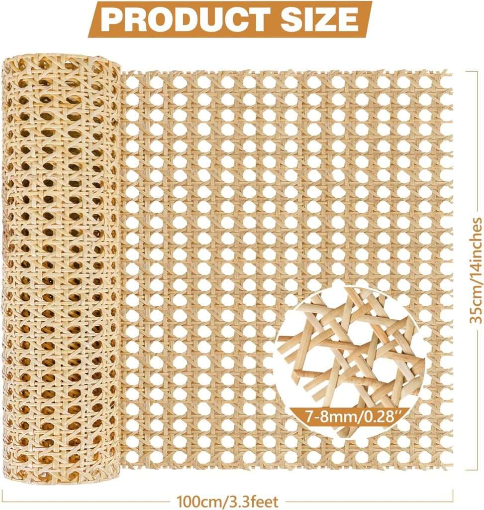 14" Width x 3.3 Feet Cane Rattan Webbing Roll for Caning Projects