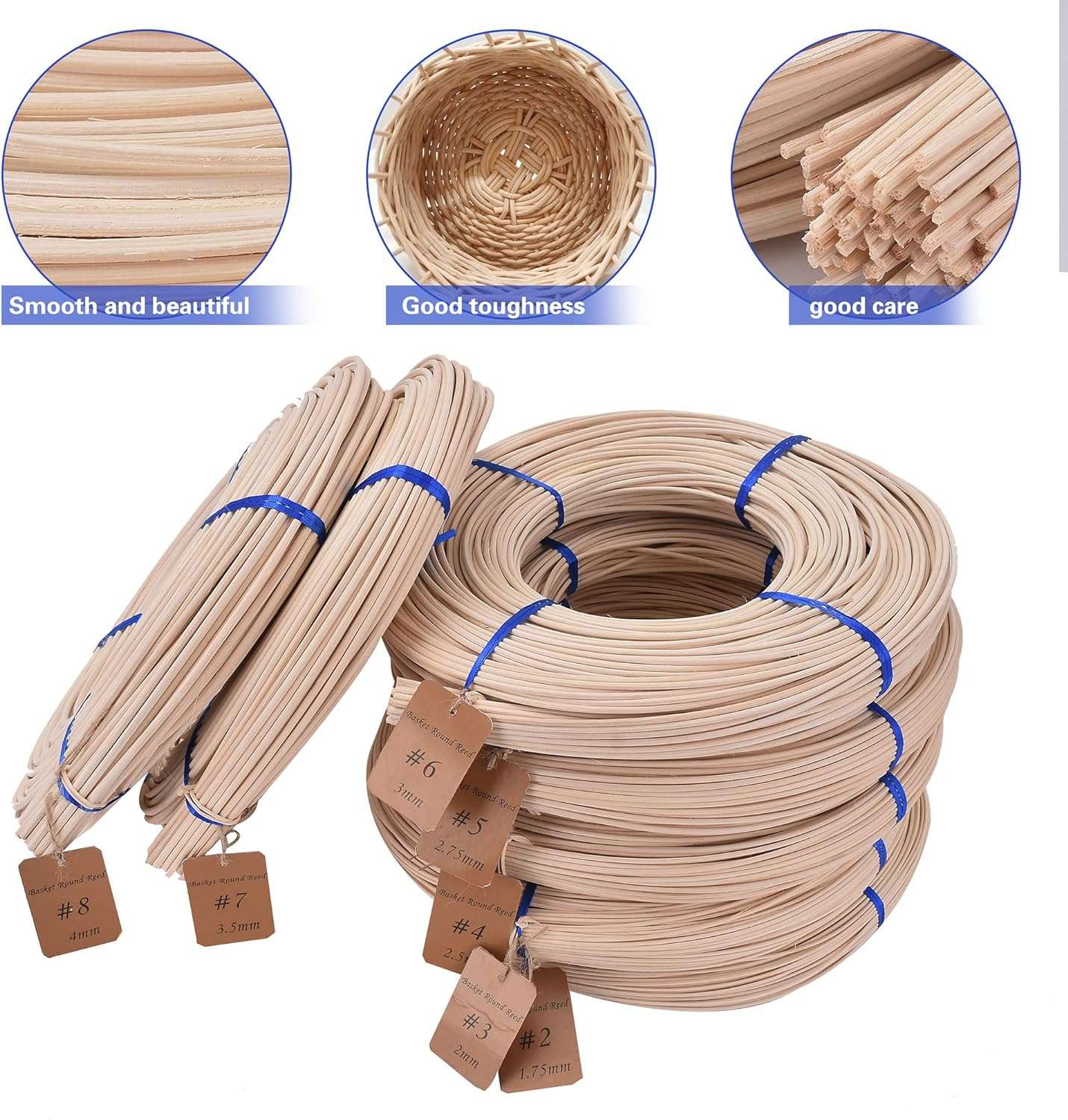 Basket Round Reed #4 2.5mm 1-Pound Coil Basket Weaving