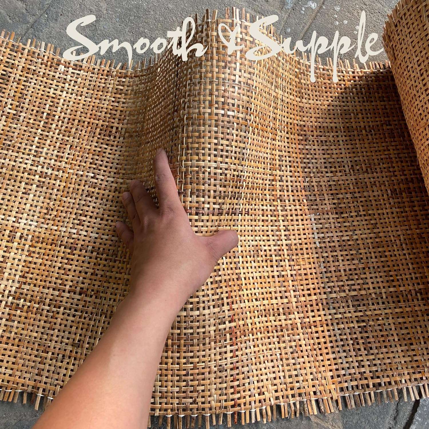 24" Width Natural Dark Square Rattan Cane Webbing Roll 2 Feet