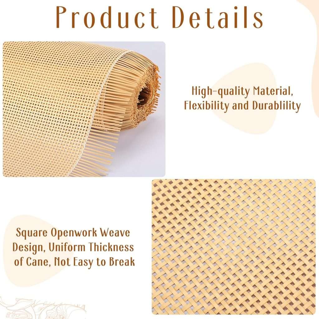 24" x 49 ft Width Square Cane Webbing, Rattan Cane Webbing