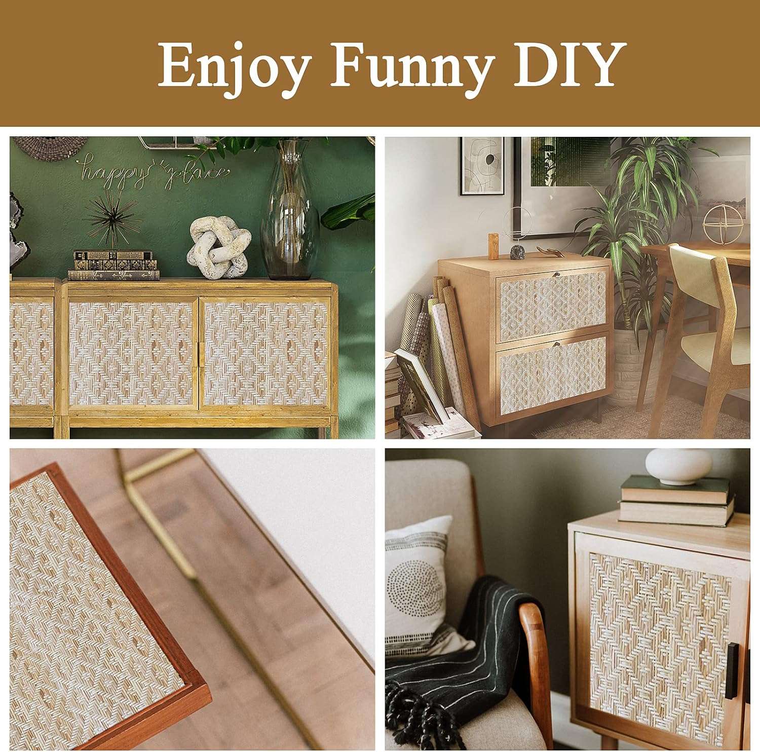 16" x9.8FT Natural Rattan Cane Webbing, Woven Open Mesh