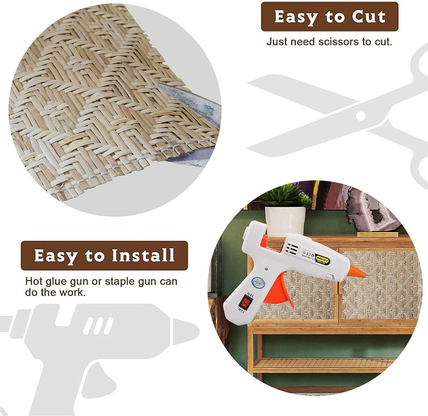 16" x9.8FT Natural Rattan Cane Webbing, Woven Open Mesh