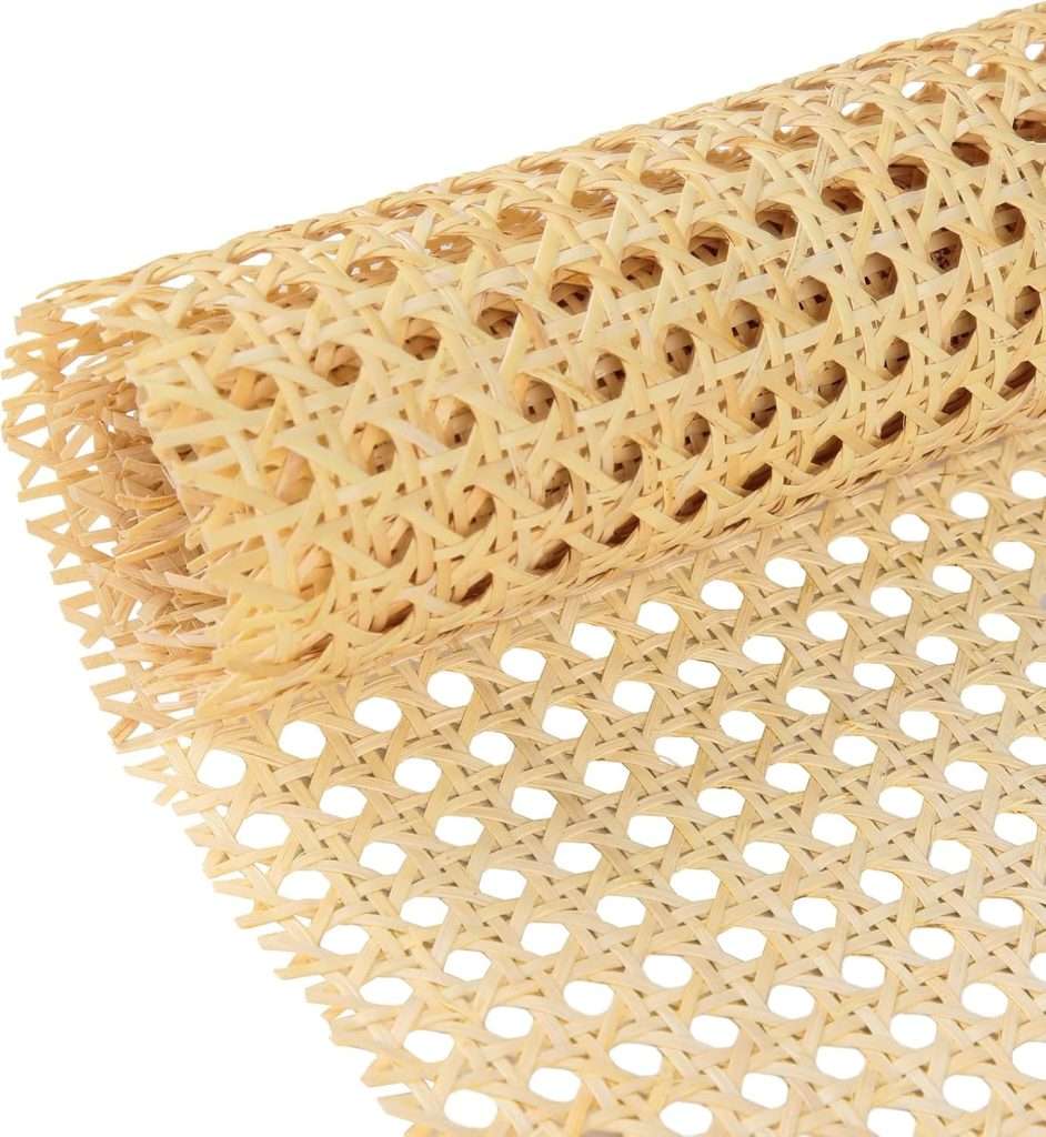 Natural Width Rattan, 16"x40" Cane Webbing Roll, Woven Cane