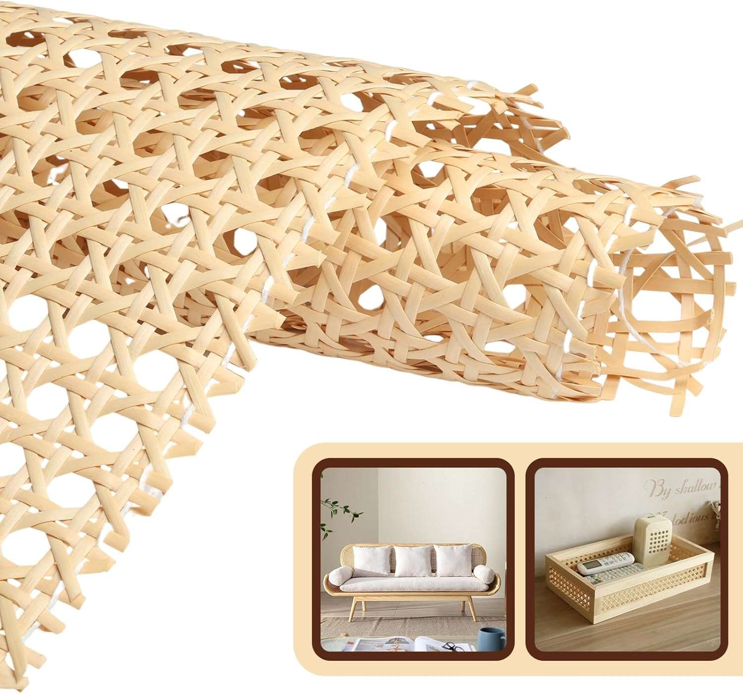 Eunice Cane Rattan Webbing Roll, 16" Wx80 L, Natural Rattan