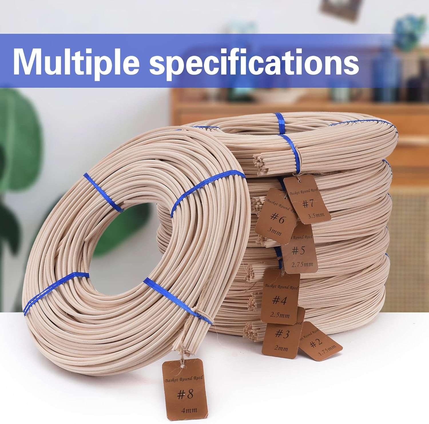 Basket Round Reed #2 1.75mm 1-Pound Coil Basket Weaving