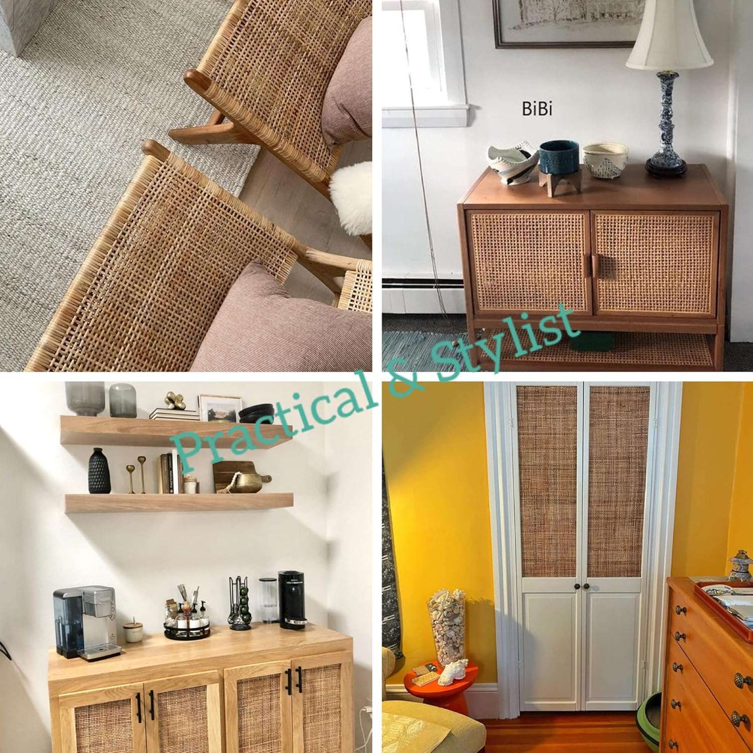 24" Width Natural Brown Dark Square Rattan Cane Webbing Roll