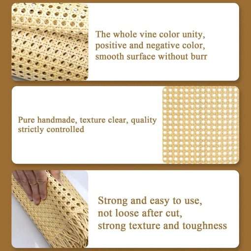 16"x13 FT Plastic Rattan Cane Webbing, Woven Open Mesh Cane
