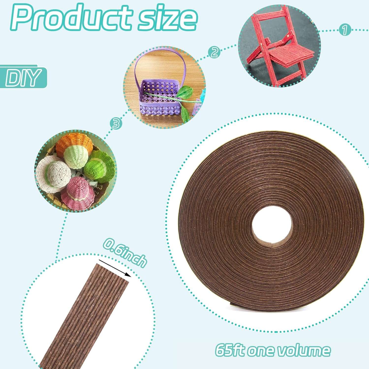 Rattan Weaving Cane, 0.6 inch Paper Rattan Weaving Supplies