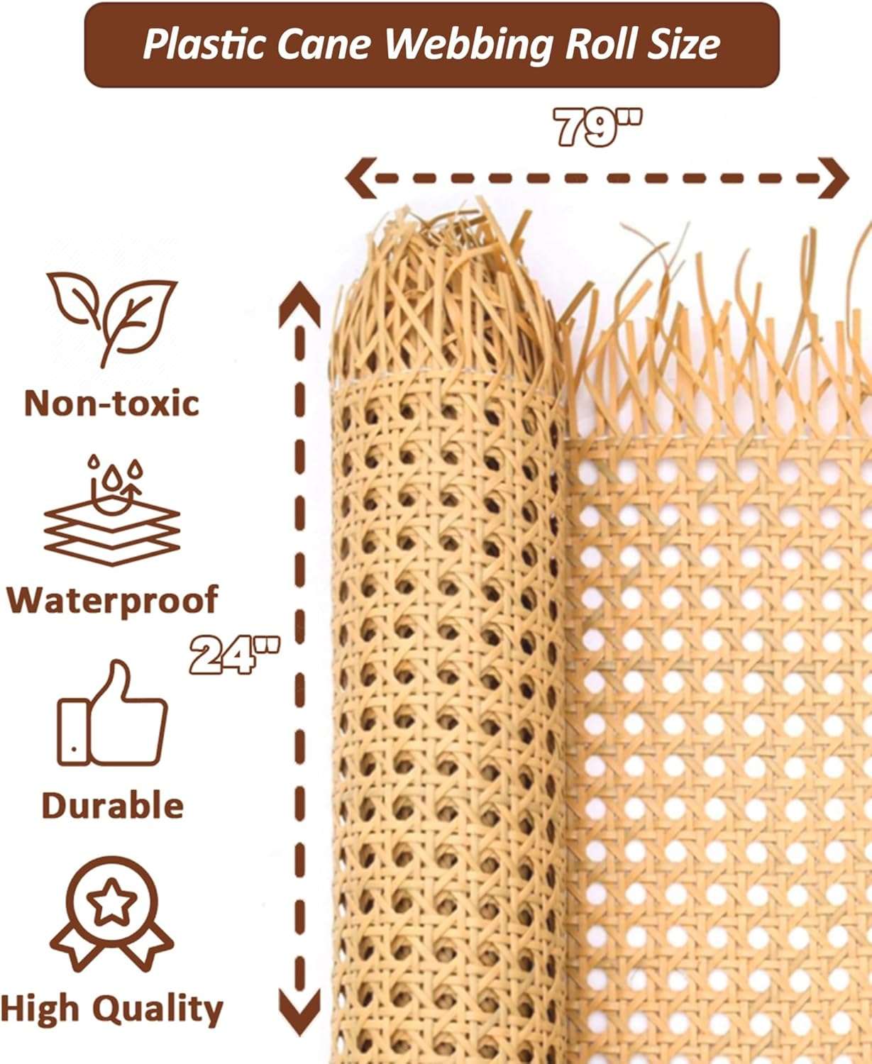 24"x79" Plastic Cane Rattan Webbing Roll for Caning Projects