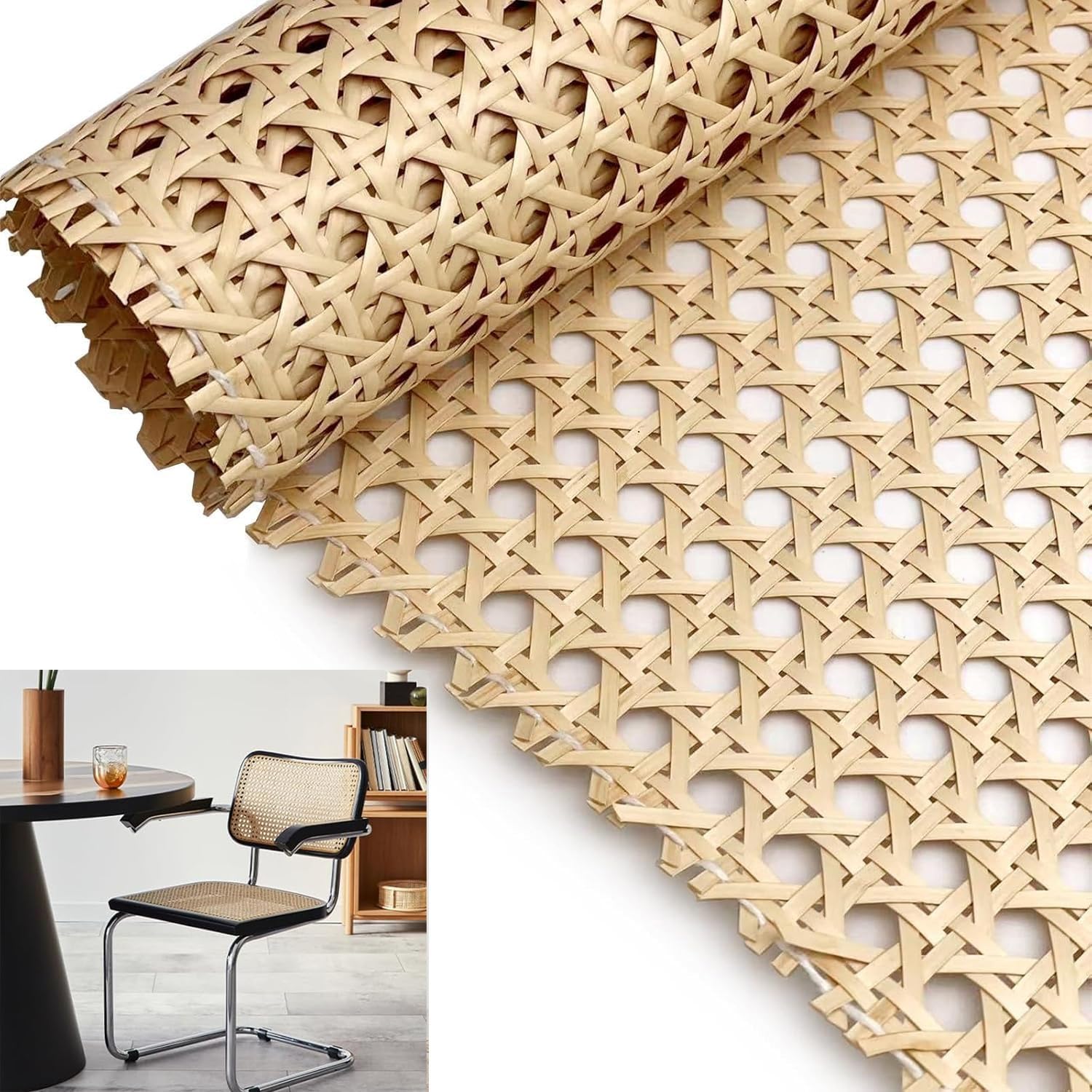 14" x 40" Caning Material, Cane Webbing Roll, Rattan Weaving