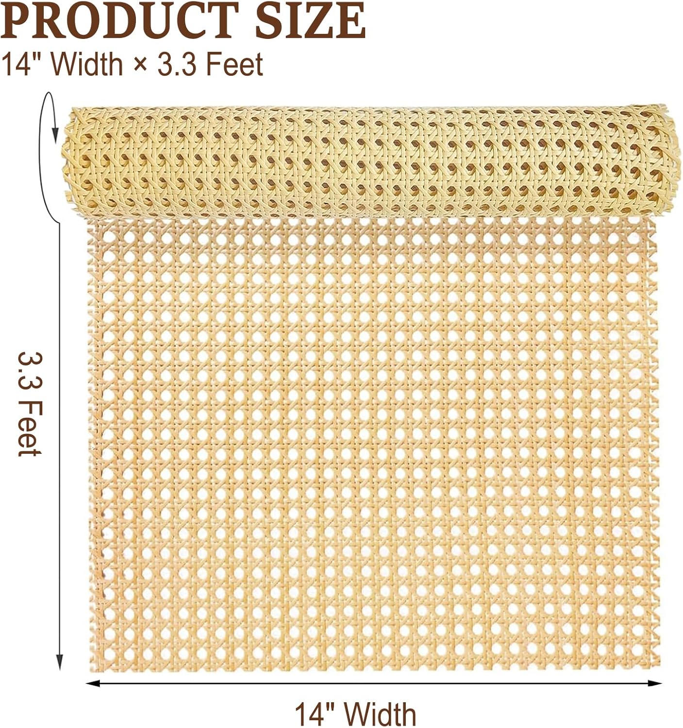14" x 40" Caning Material, Cane Webbing Roll, Rattan Weaving