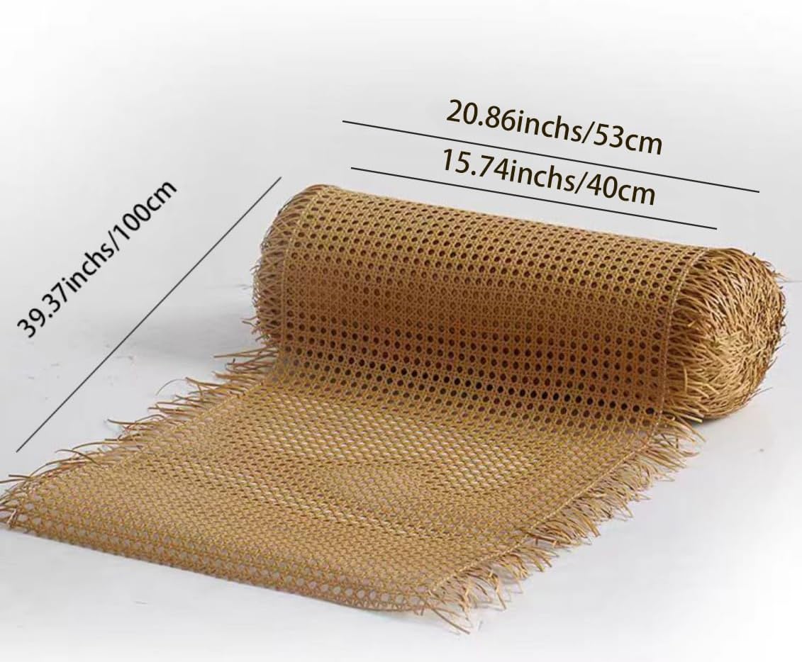 Plastic Rattan Cane Webbing 16"×40", Coffee Color Rattan
