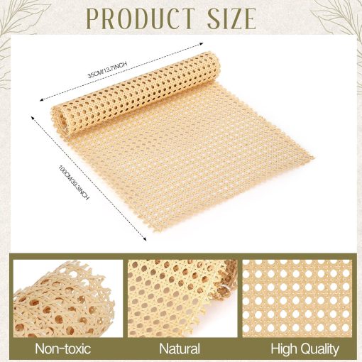 12 Pcs Rattan Repair Kit with Cane Webbing Roll, 3/16 Inch Rattan